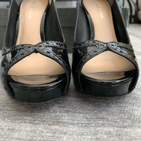 Via Spiga | Shoes | Black Patent Leather Peep Toe Pumps | Poshmark